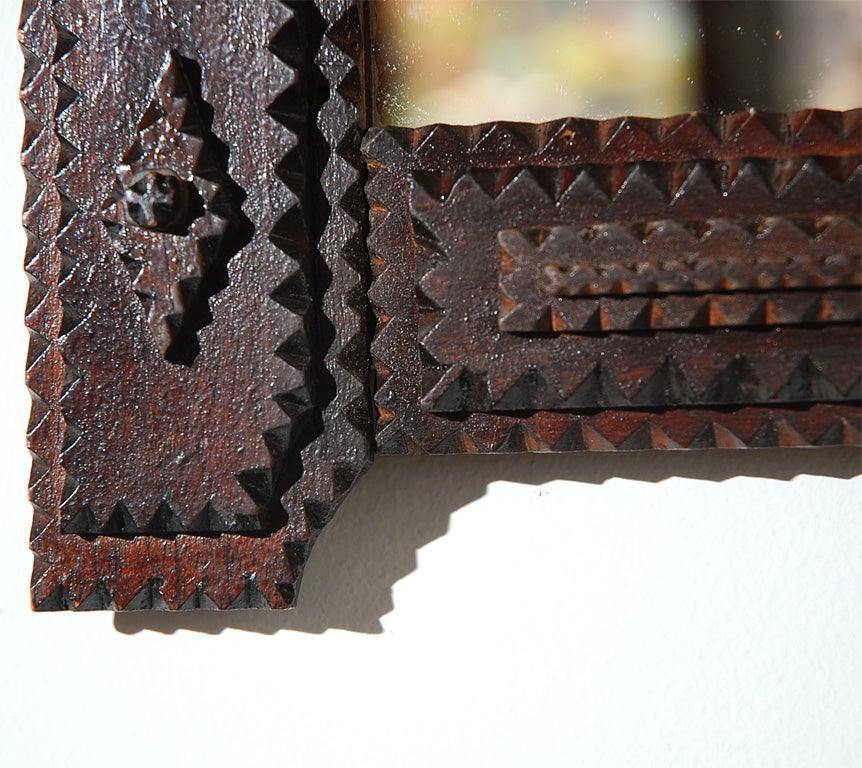 Tramp Art / Folk Art Frame with Mirror at 1stDibs