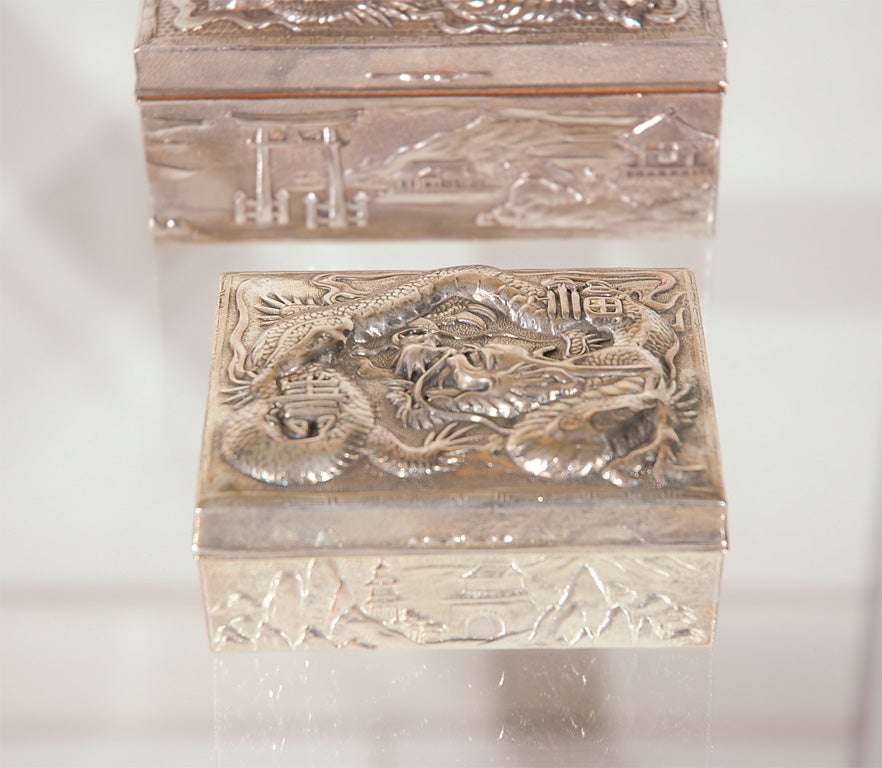 Four Vintage Silver Boxes For Sale at 1stDibs