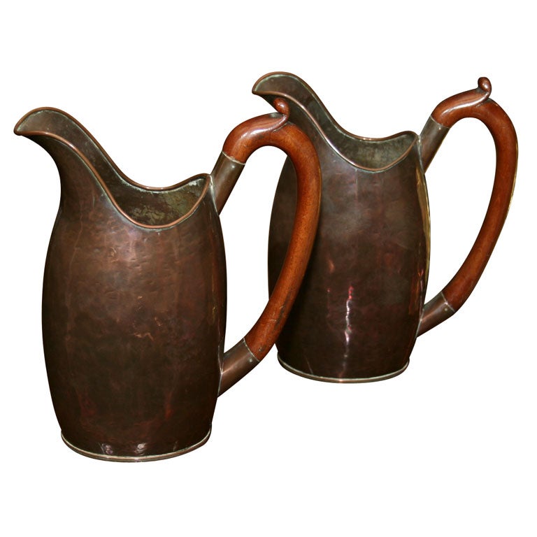 Rare Pair of 18th c. English Hand-Hammered Copper Vessels at 1stDibs