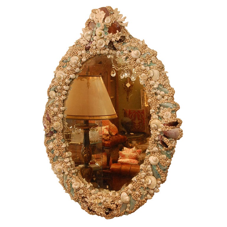 Custom Oval Seashell Mirror at 1stDibs