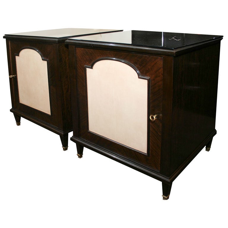 Pair of Parchment Front End Tables at 1stDibs