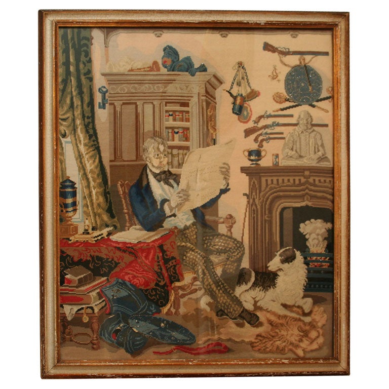19th Century English Needlework Panel of Sir Walter Scott at 1stDibs
