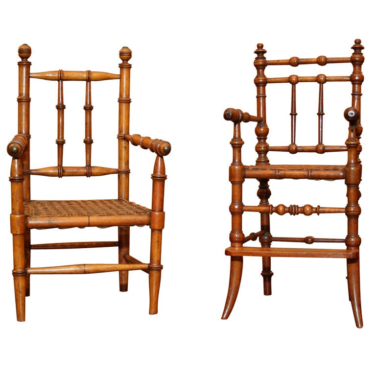 Miniature Faux Bamboo Caned Chairs, 19th Century at 1stDibs