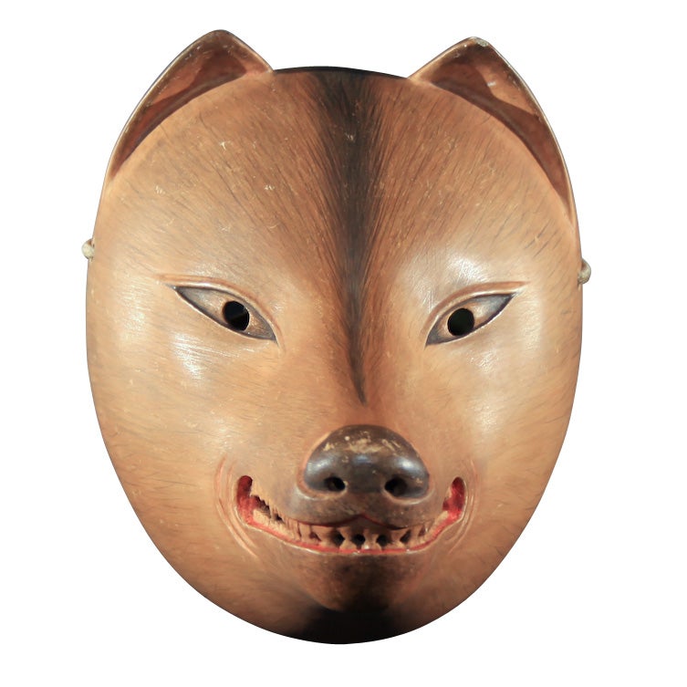 Japanese Kyogen Fox Mask at 1stDibs