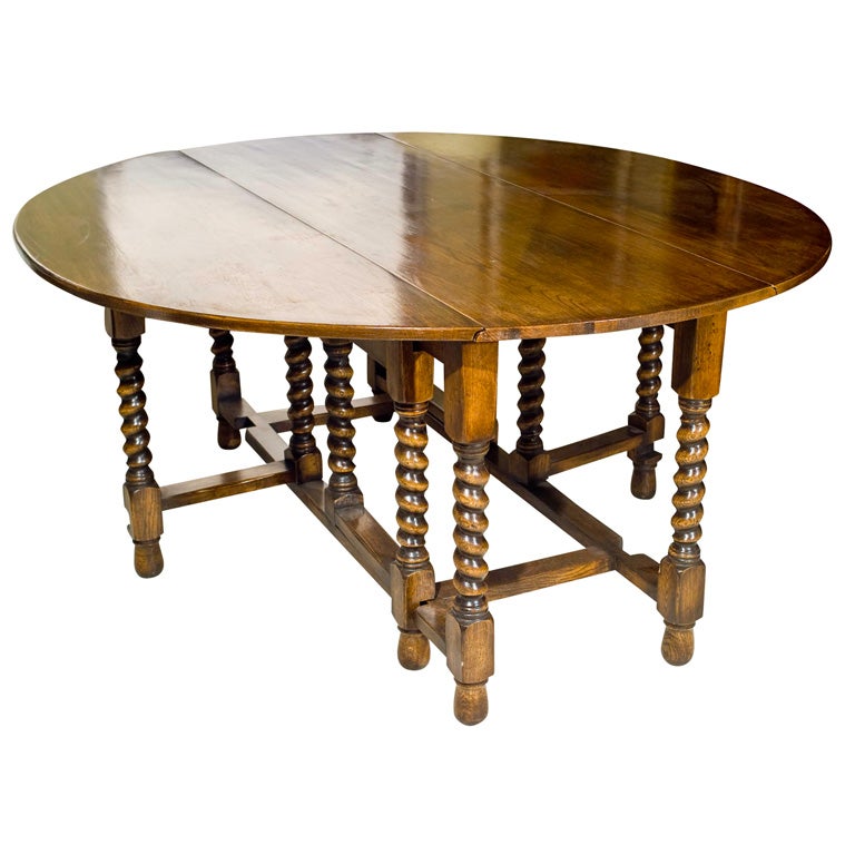 OAK SPIRAL TURNED GATE-LEG TABLE at 1stDibs