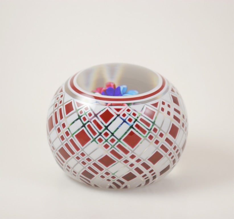 St. Louis Gingham Cut Encased Double Overlay Paperweight For Sale at ...