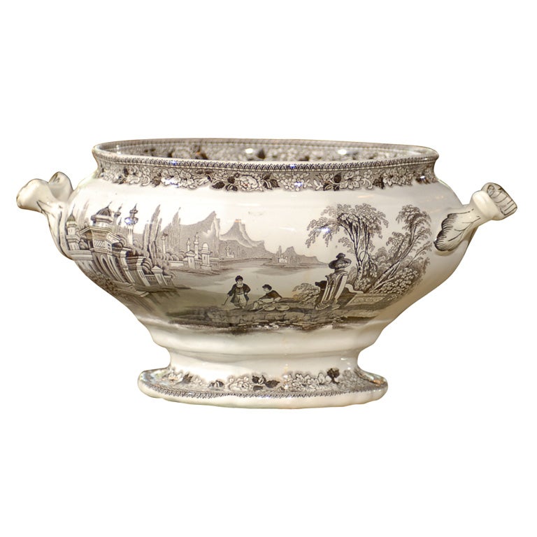 Brown and White Bosphorous Soup Tureen For Sale at 1stDibs