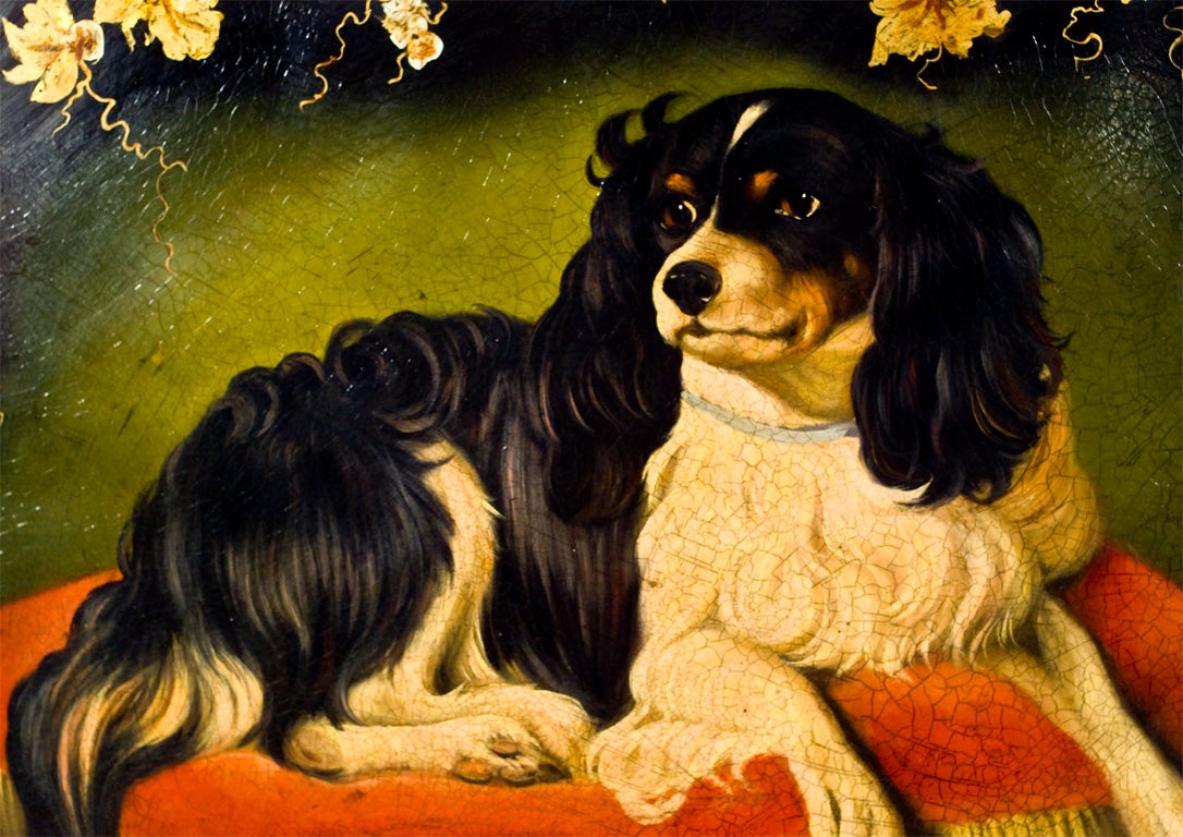 Papier Mache Oval Trays- King Charles / Border Collie w/puppies at 1stDibs