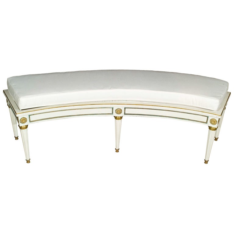 "Donatella" upholstered demilune bench - bedroom or entry way at 1stDibs