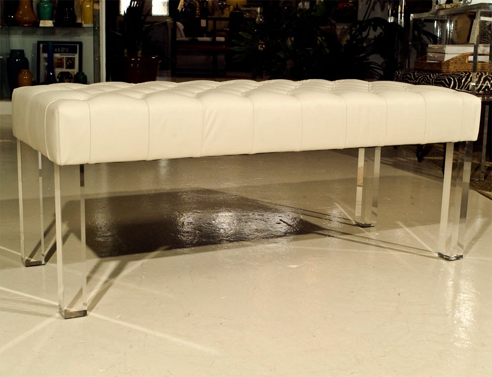 Diamond Tufted Lucite Leg Bench-Powder Room and Dressing Room at ...