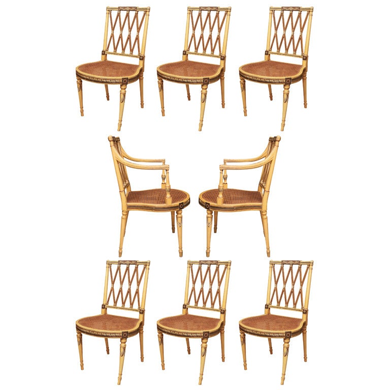 Fine Set of 8 Sheraton Dining Chairs at 1stDibs