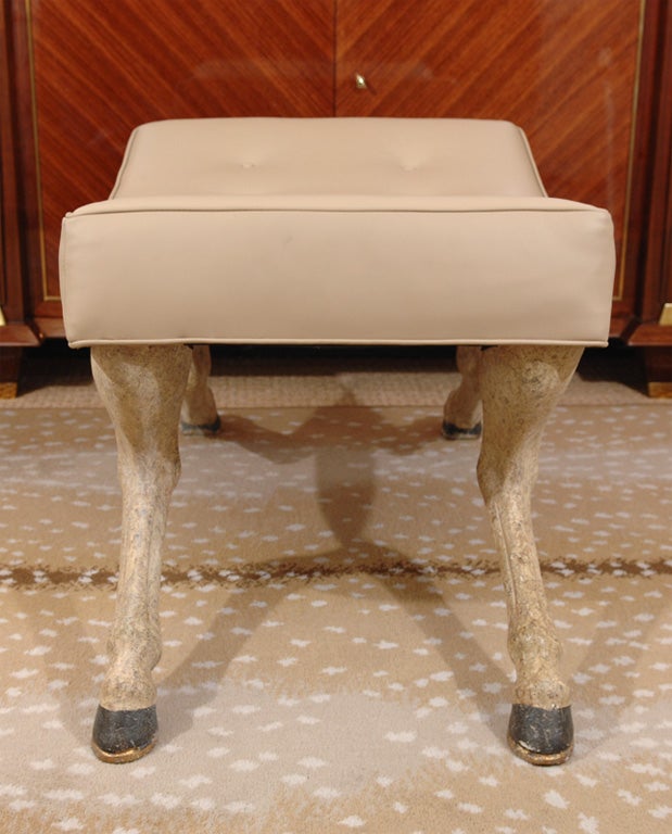 Pair of Italian stools with hooves upholstered in leather at 1stDibs