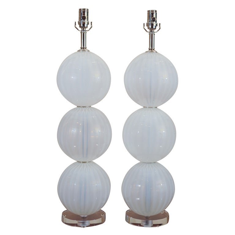 Pair of Hand Blown Glass Lamps by Los Angeles Artist Joe Cariati at 1stDibs