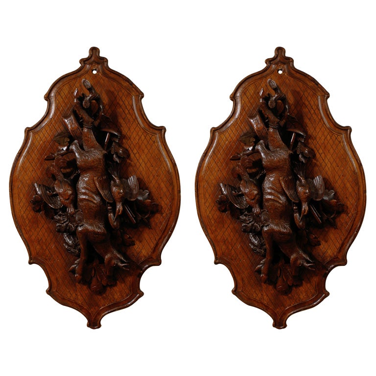 Pair Black Forest Game Plaques at 1stDibs