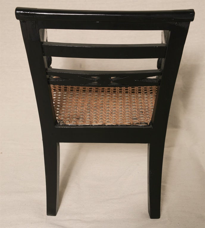 Pair of Children's Black Lacquer and Cain Chairs at 1stDibs