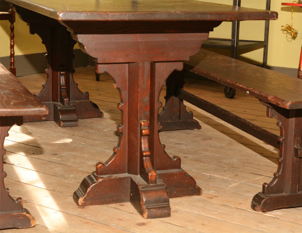 Gothic Table with Benches at 1stDibs