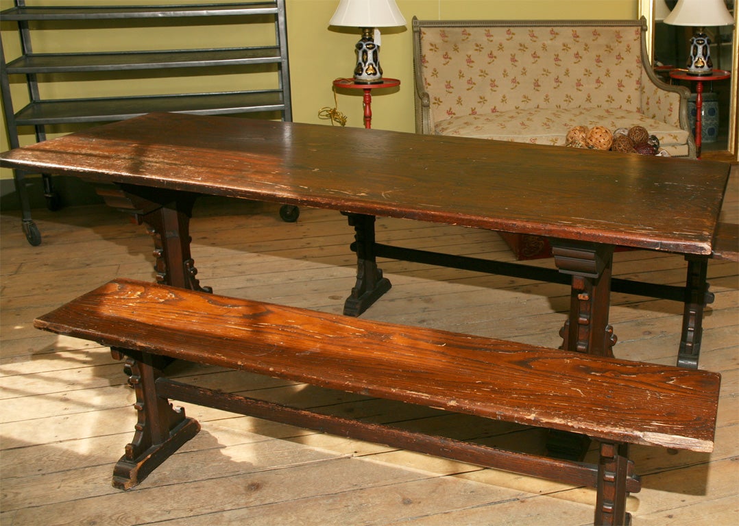 Gothic Table with Benches at 1stDibs