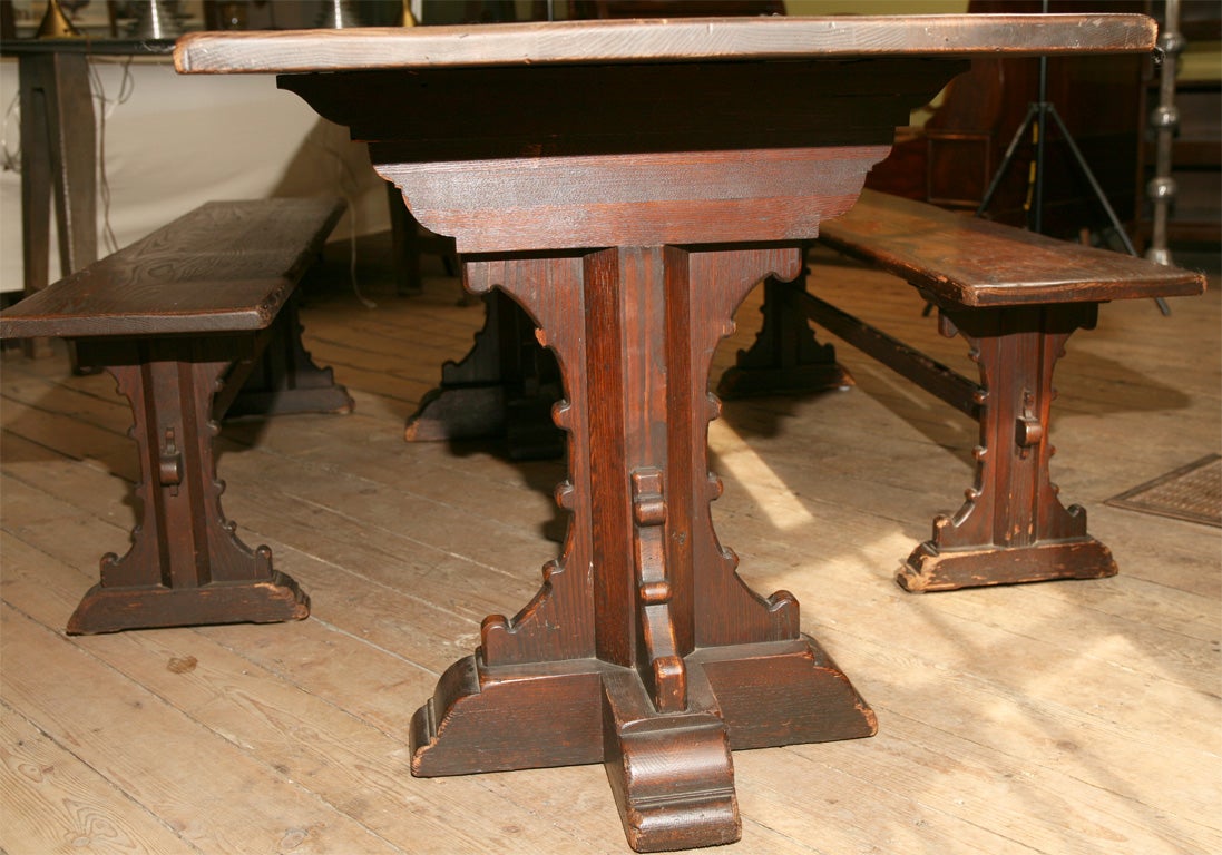 Gothic Table with Benches at 1stDibs
