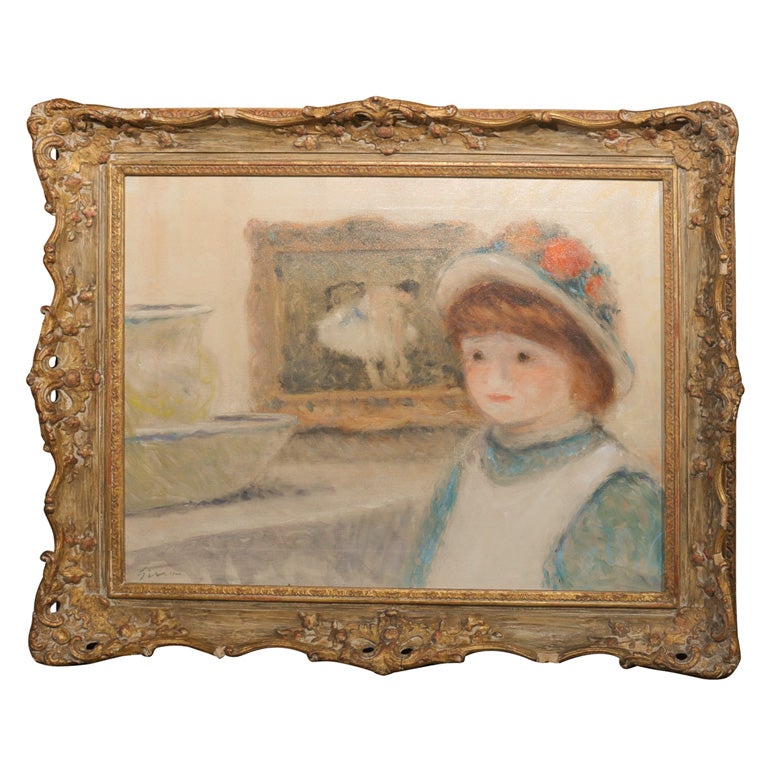 Andre Gisson Painting of a Young Girl at 1stDibs