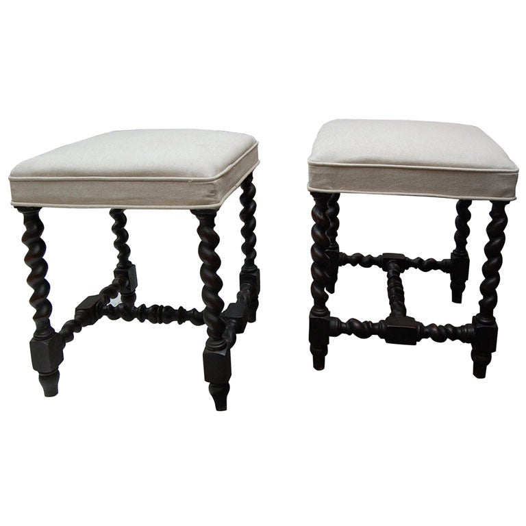 Pair Barley Twist Stools at 1stDibs