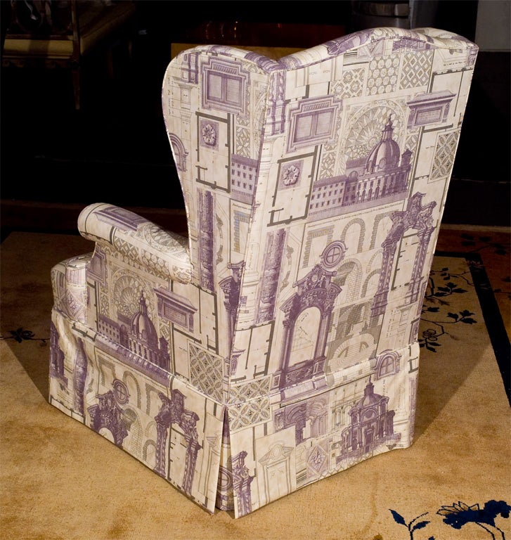 Paris Architecture Toile wing chairs at 1stDibs
