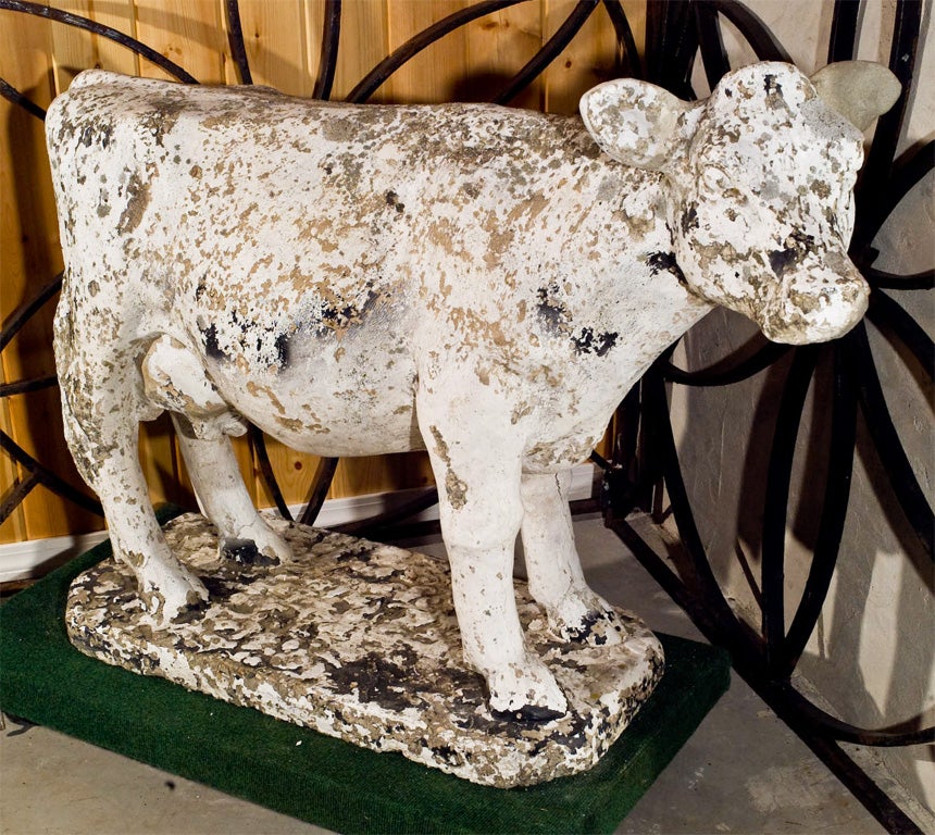 Large Cast Stone Statue of a Dairy Cow at 1stDibs