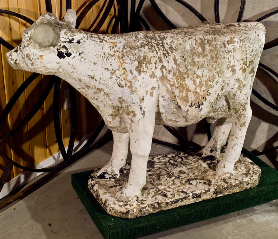 Large Cast Stone Statue of a Dairy Cow at 1stDibs