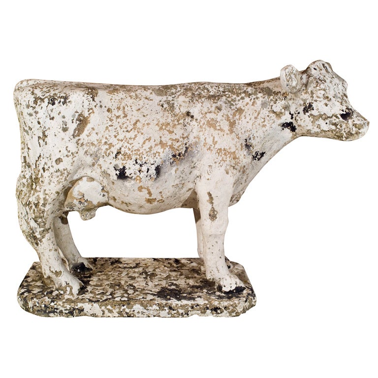 Large Cast Stone Statue of a Dairy Cow at 1stDibs