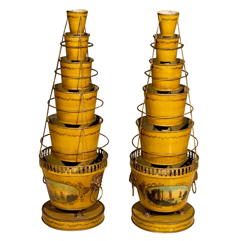 Pair Tole Topiary Cachepots at 1stDibs