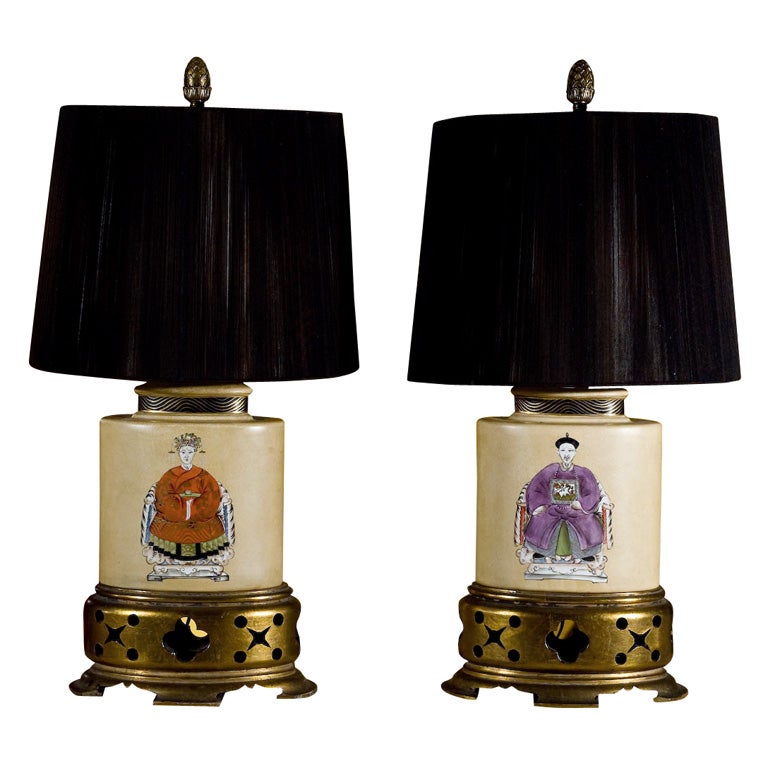 Best Pair of Asian Influence Lamps Attr: James Mont at 1stDibs