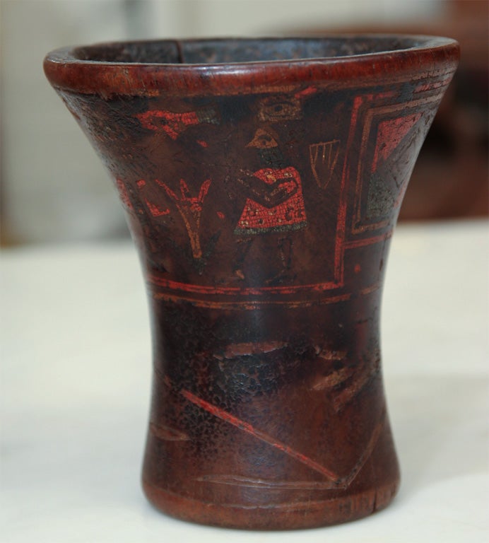 PERUVIAN COLONIAL WOOD KERO at 1stDibs