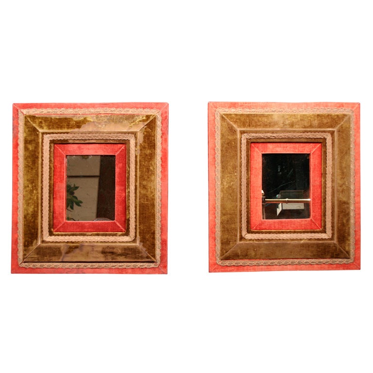 A Pair of 19th Century Velvet Framed Mirrors at 1stDibs
