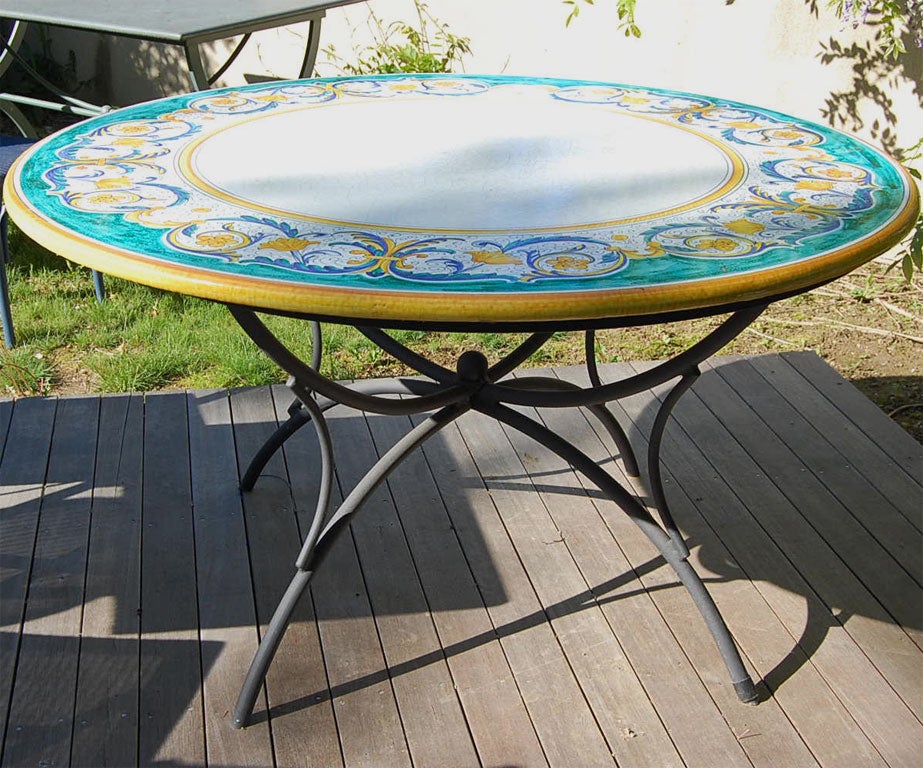 Round Hand -Painted Deruta "Rafaello" Dining Table For Sale at 1stDibs