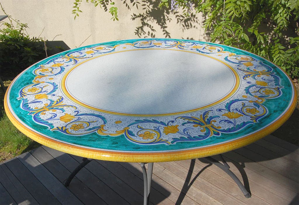 Round Hand -Painted Deruta "Rafaello" Dining Table For Sale at 1stDibs