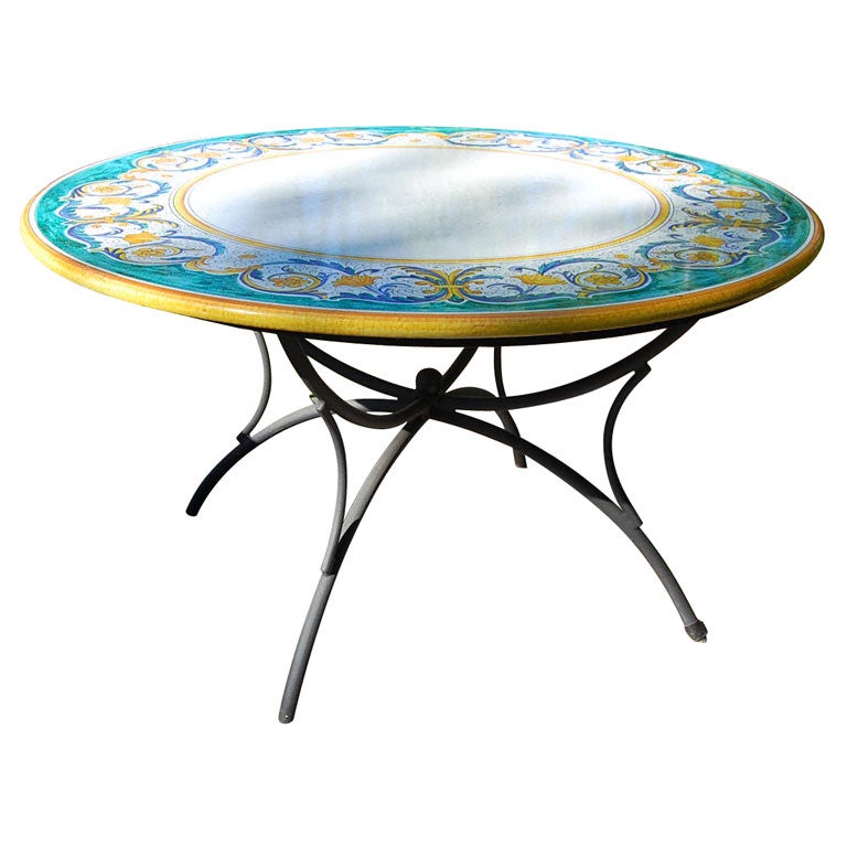 Round Hand -Painted Deruta "Rafaello" Dining Table For Sale at 1stDibs