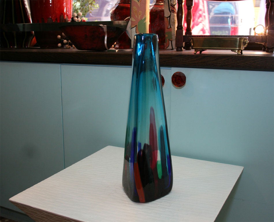 Heavy Handblown Glass Vase, Attributed to Venini at 1stDibs