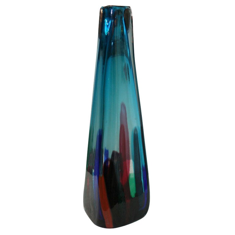 Heavy Handblown Glass Vase, Attributed to Venini at 1stDibs