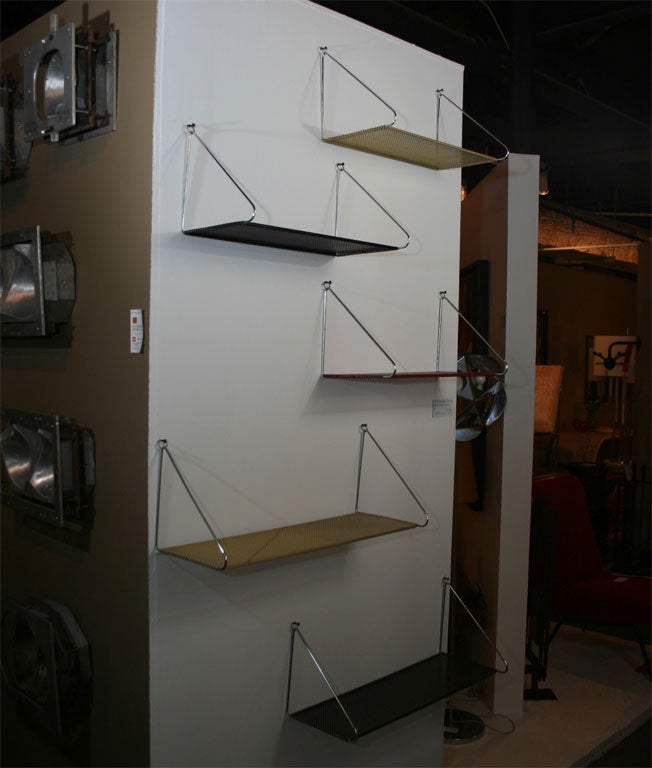 Group of Five Perforated Metal Shelves at 1stDibs