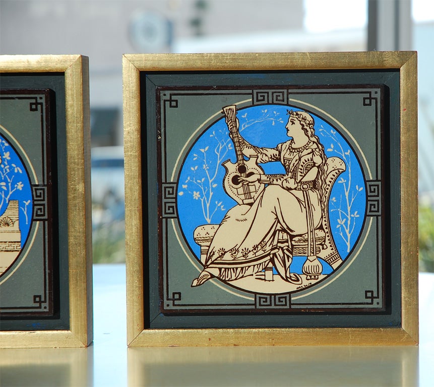 Pair of Framed Minton Tiles designed by John Moyr Smith at 1stDibs
