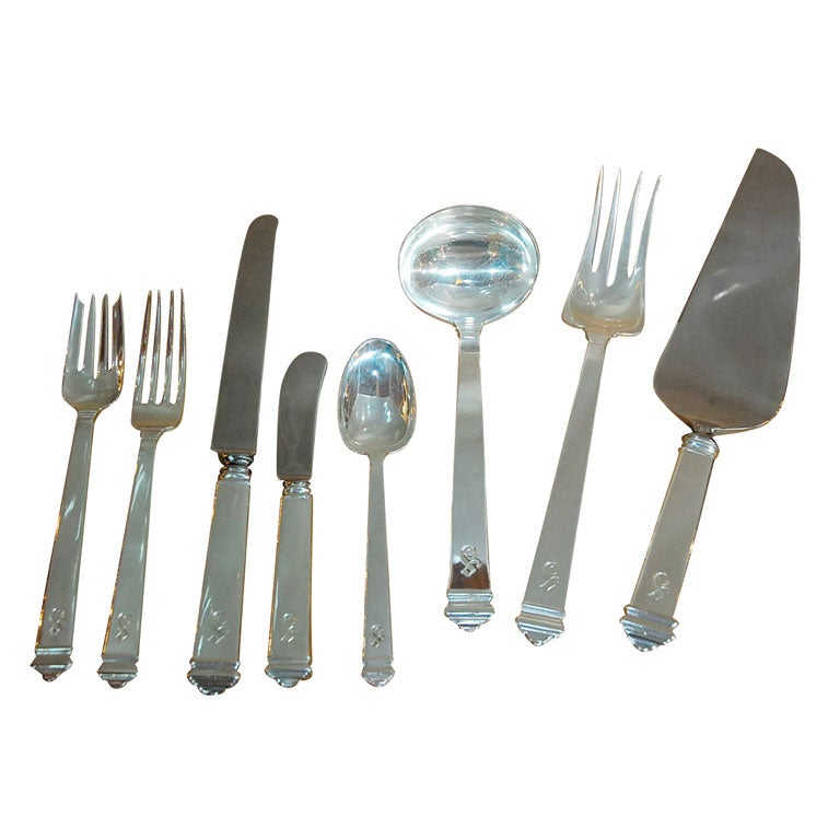 53 pieces 1934 Tiffany Sterling Flatware. Hampton Pattern at 1stDibs