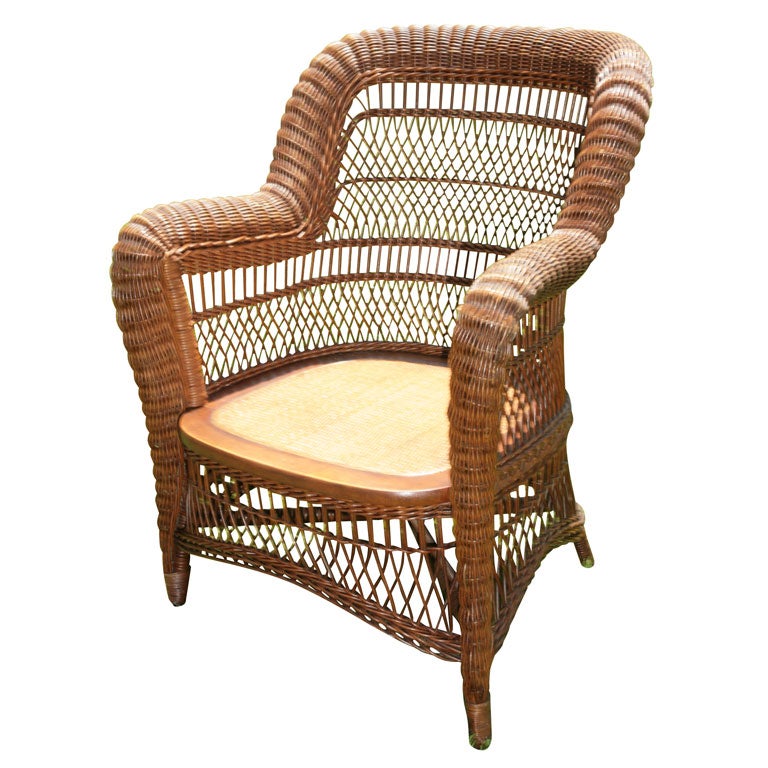 VICTORIAN ROLLED ARM WICKER CHAIR at 1stDibs