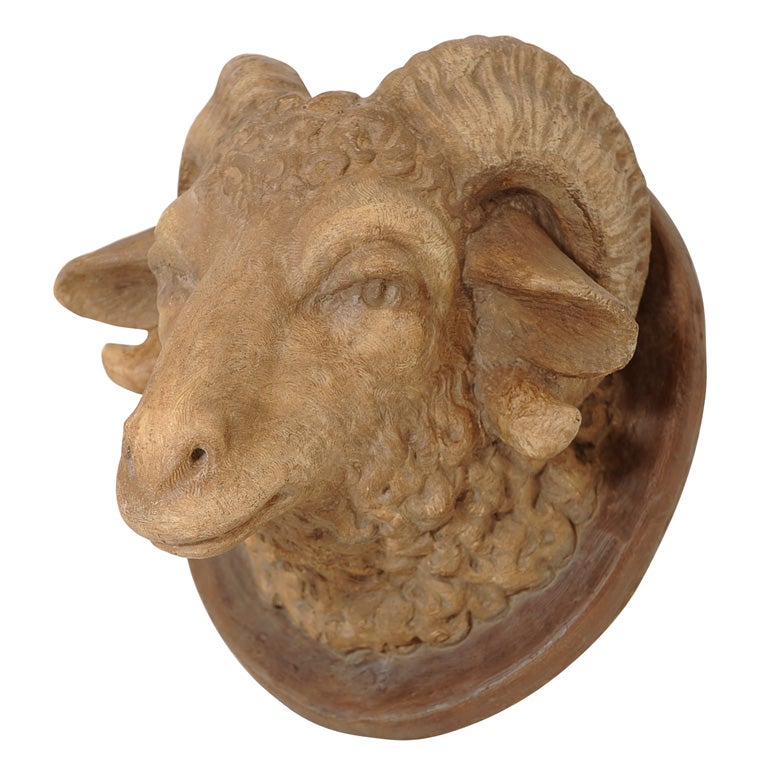 Large Scale Mid 20th C. Fiberglass ram’s head at 1stDibs