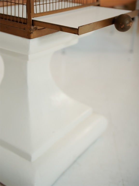 Frederick Weinberg obelisk bird cage on cast plaster stand at 1stDibs