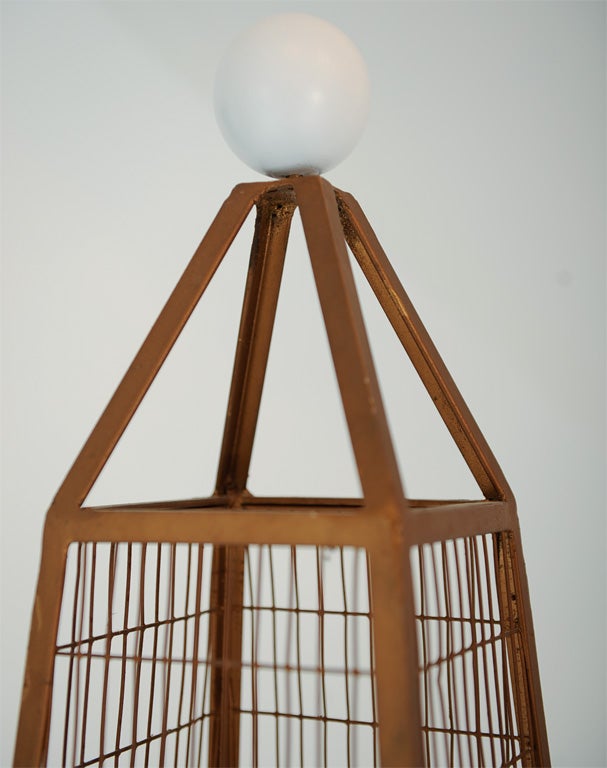 Frederick Weinberg obelisk bird cage on cast plaster stand at 1stDibs