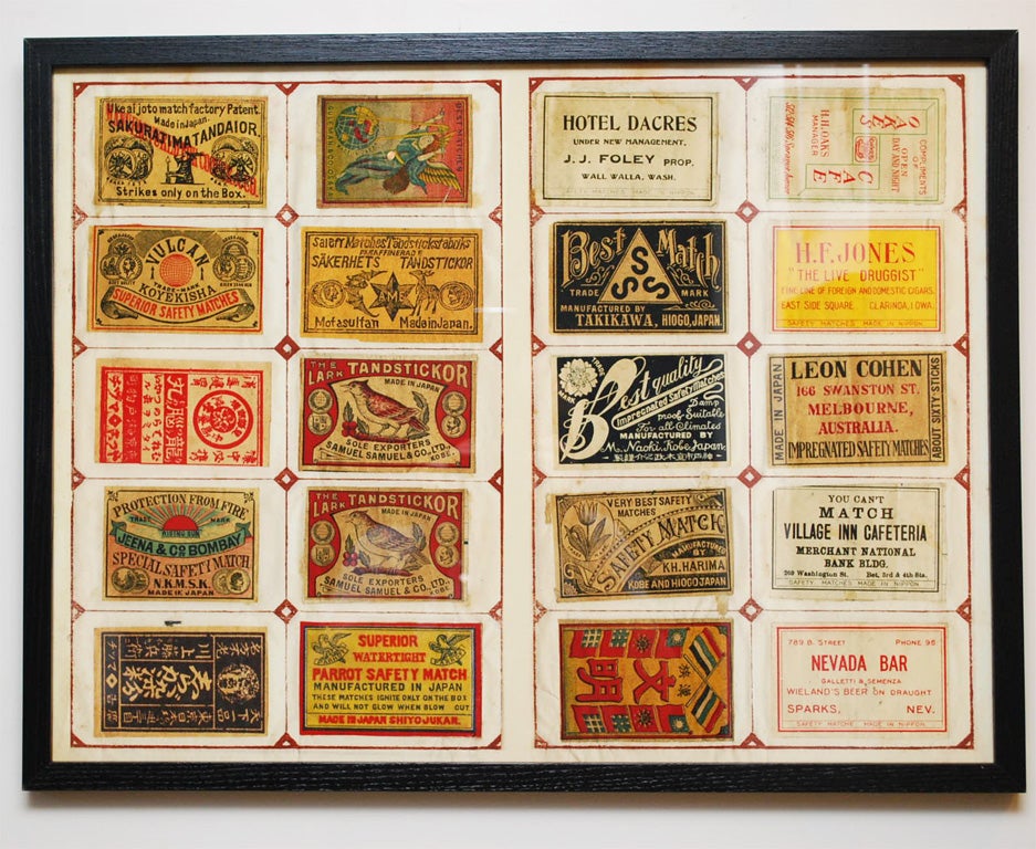 Print of an Old Match Box Label Collection For Sale at 1stDibs