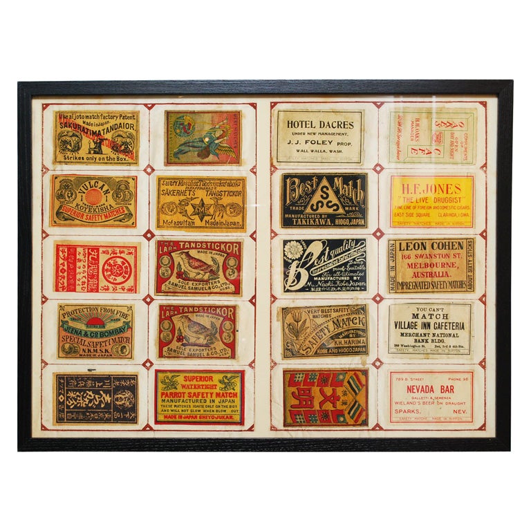 Print of an Old Match Box Label Collection For Sale at 1stDibs
