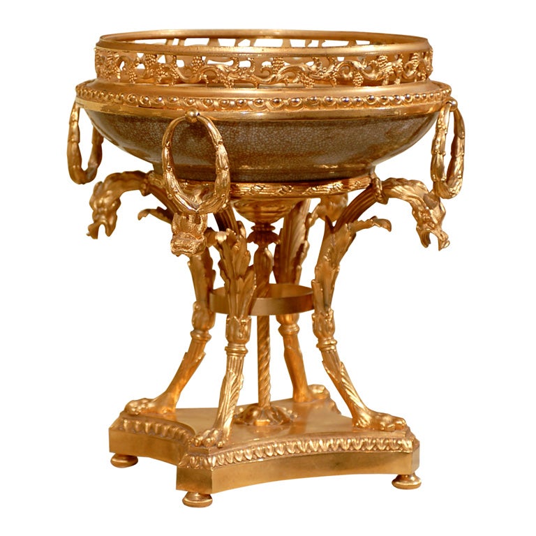 19th Century Crackleware Compote For Sale at 1stDibs