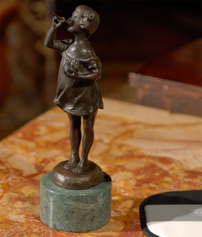 Bronze Statue of a Young Girl Blowing Bubbles by CAIZAD at 1stDibs