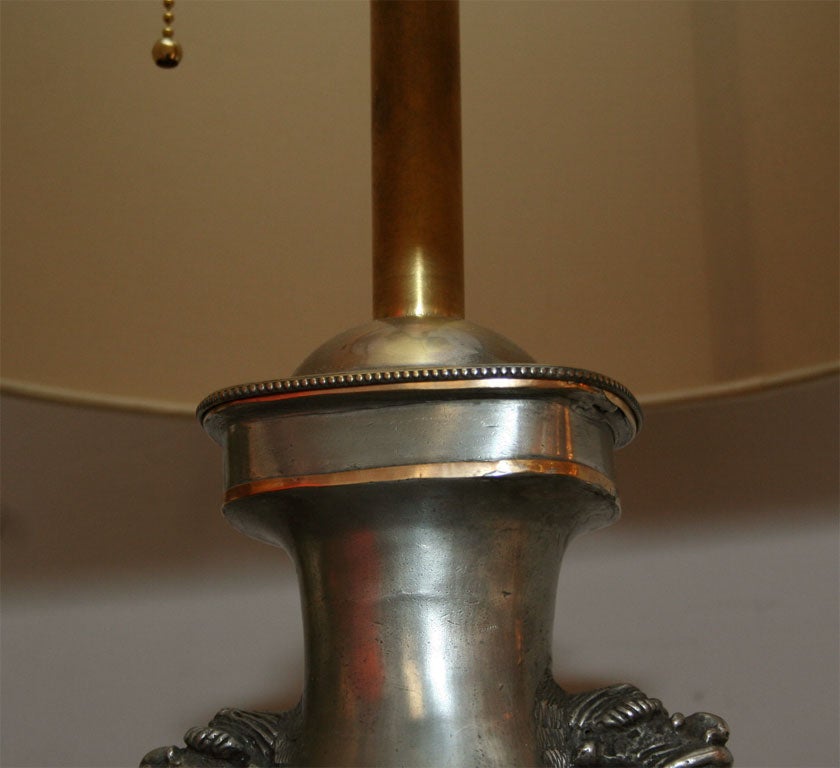 Pair of Asian Modern Pewter and Brass Table Lamps at 1stDibs