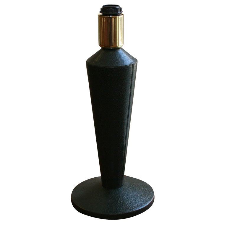 Green Leather Table Lamp (No Shade) For Sale at 1stDibs